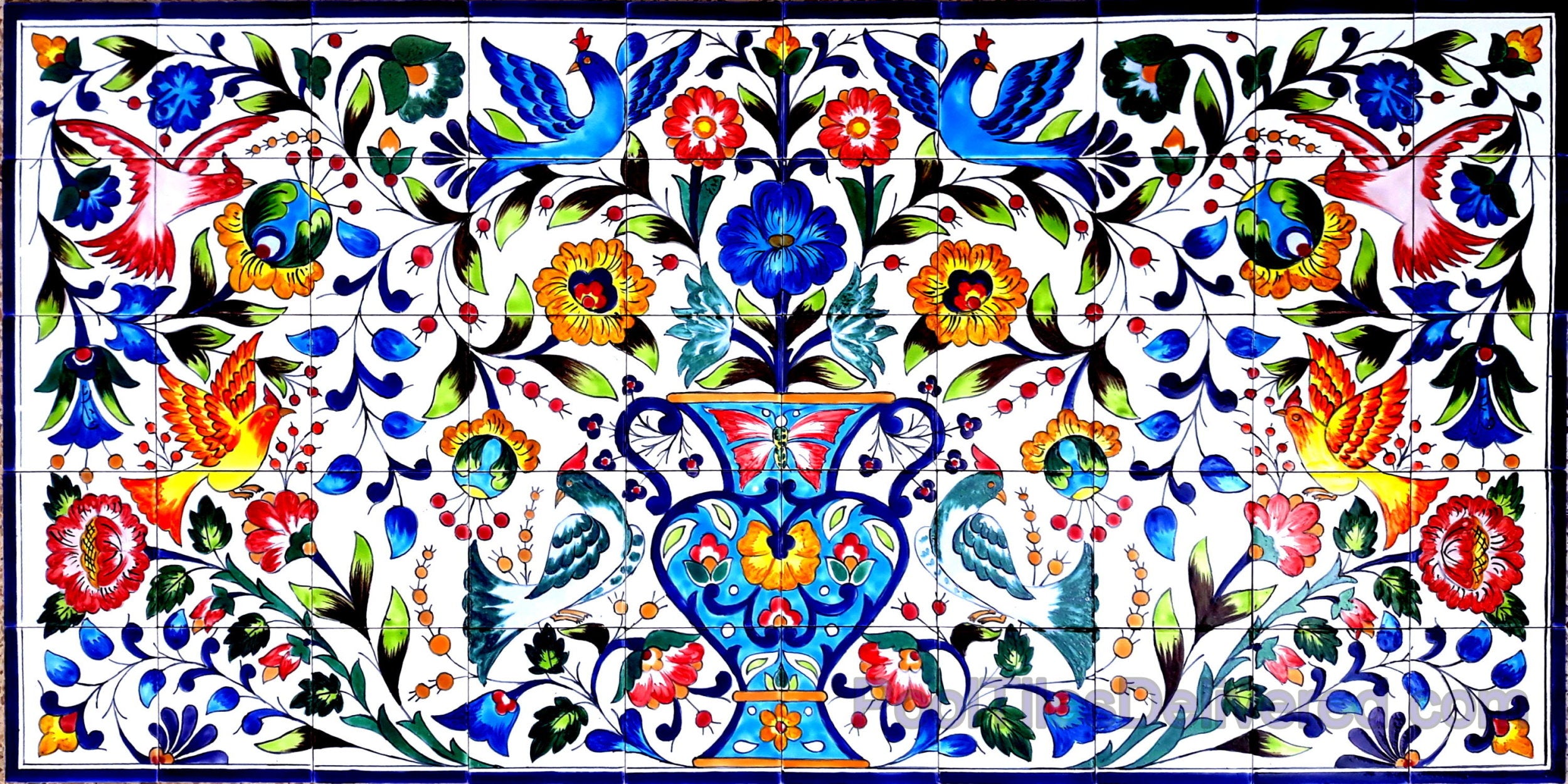 Wall Mural, Facade Decor Floral Garden – Pool Tiles Delivered