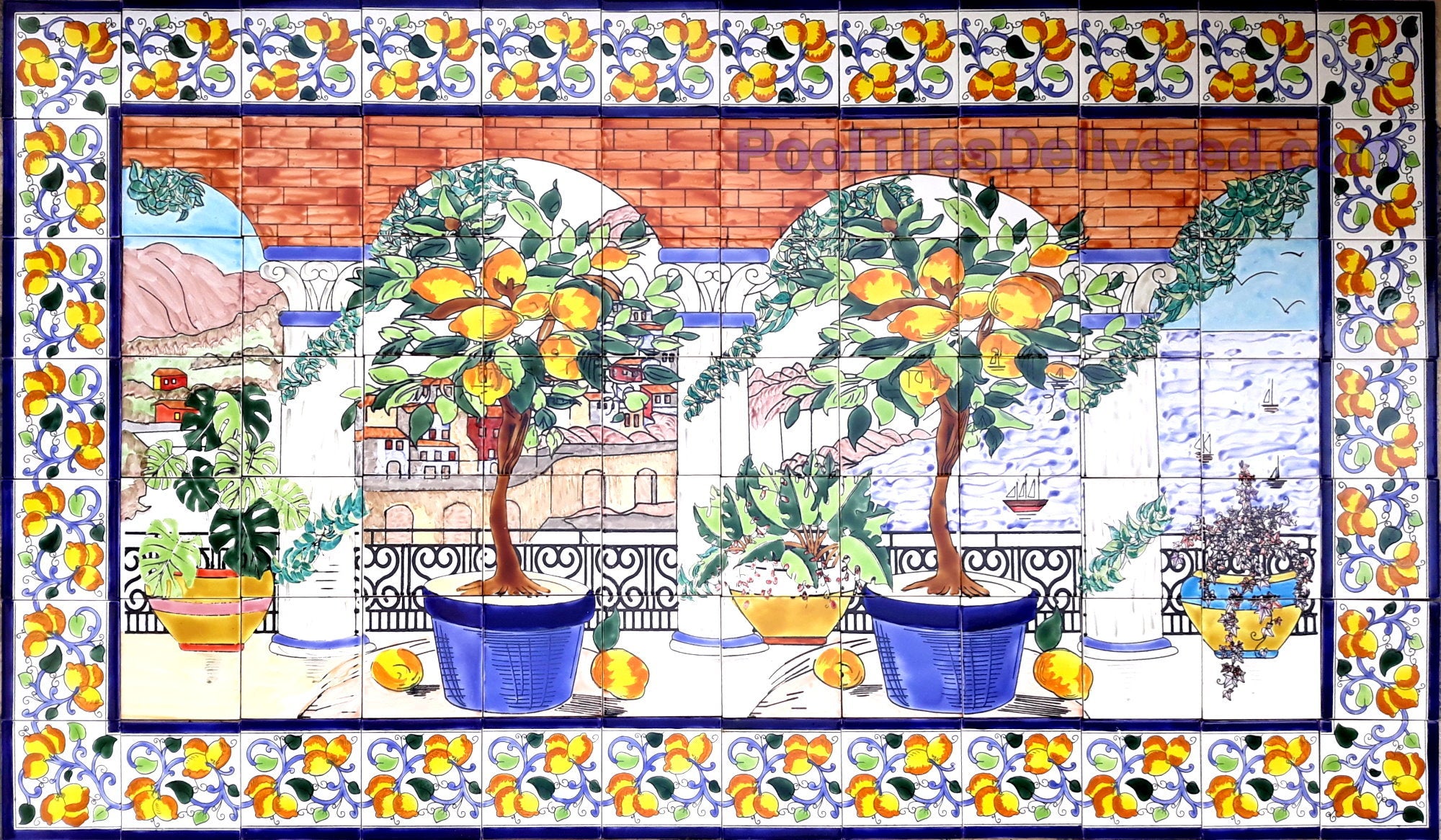 Wall Mural, Facade Decor Lemon Garden – Pool Tiles Delivered
