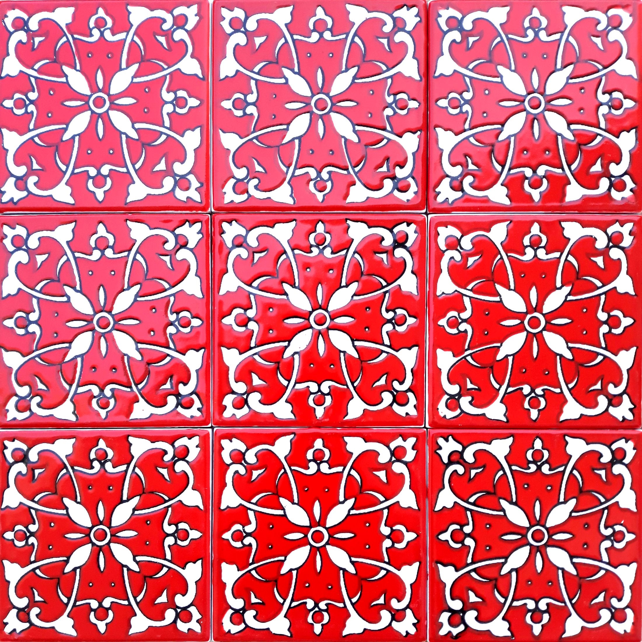 4"x4" Scarlet Red Design – Pool Tiles Delivered